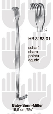 Hebu Baby Senn-Miller Retractor Sharp 15.5cm, Specialised Instruments ...