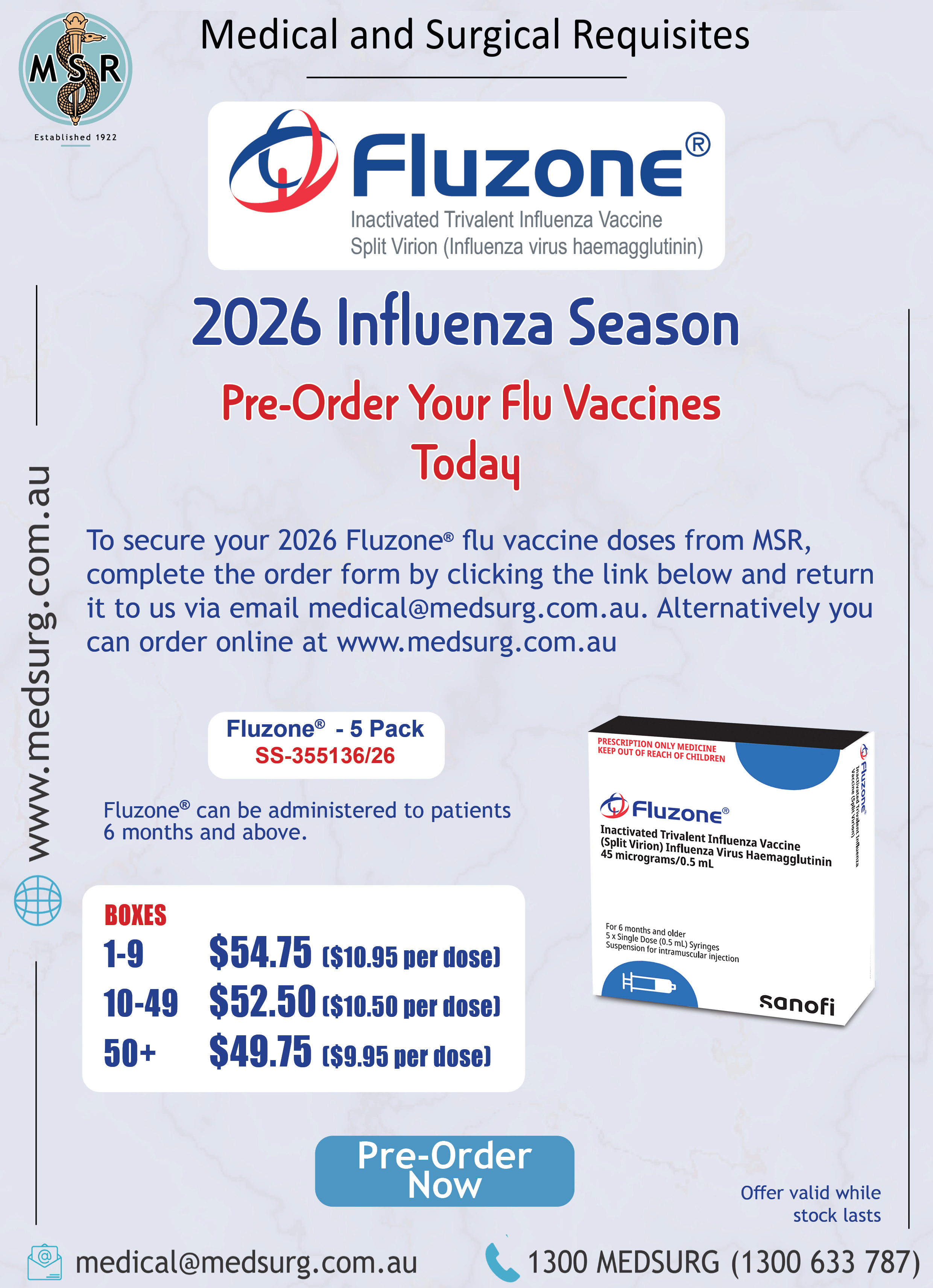 2026 Flu Vaccine, Products, Medical and Surgical Requisites